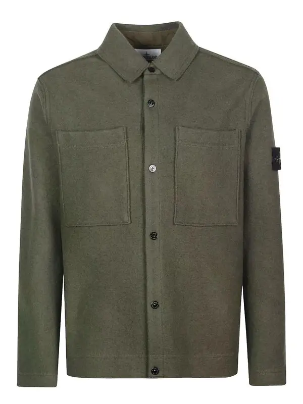Stone Island Patch-pocket Wool Shirt Jacket - Green