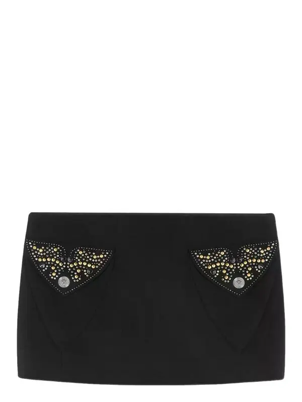Versace Embellished-pocket Mini Skirt - Black