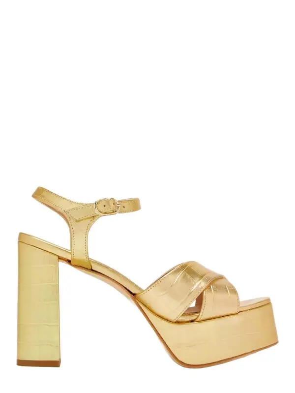 ANDREA GOMEZ 110mm Croc-embossed Platform Sandals - Yellow