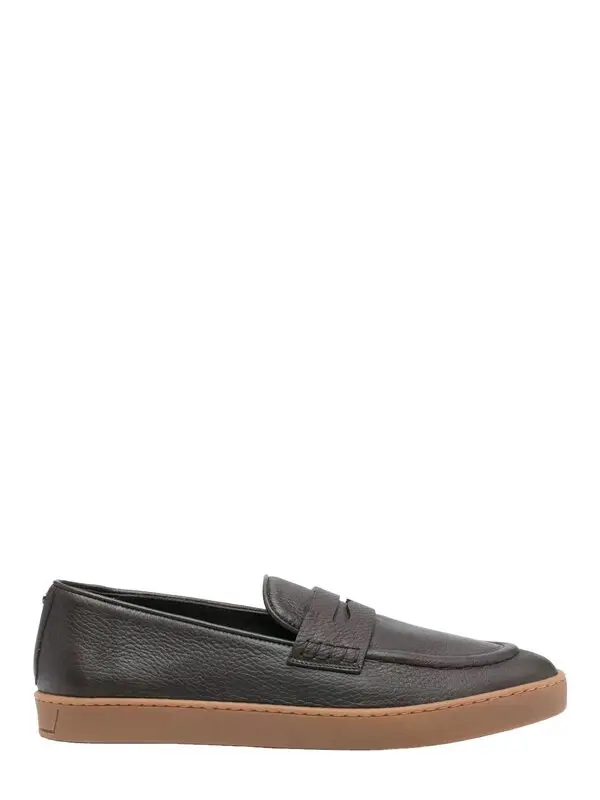 Canali Penny Leather Loafers - Brown