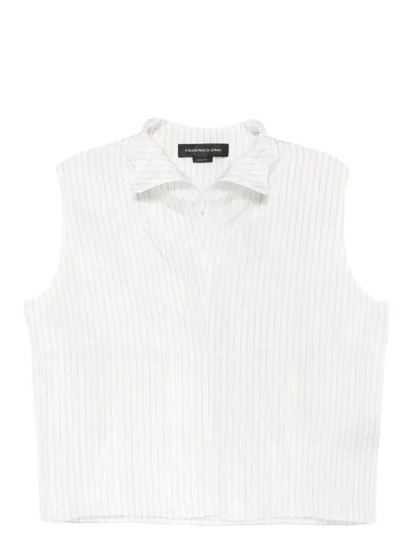 FEDERICO CINA Pinstripe Sleeveless Blouse - White