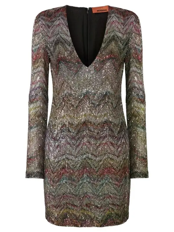 Missoni Sequin-embellished Zigzag Mini Dress - Neutrals
