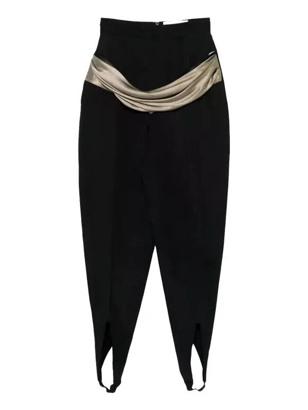 Burc Akyol Draped-detail Stirrup Trousers - Black