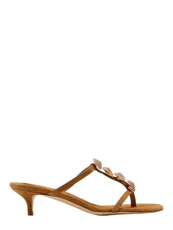 Christopher Esber Shell-embellished Kitten-heel Sandals - Brown