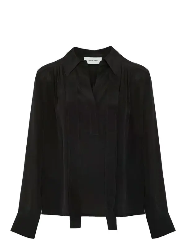 YVES SALOMON Tie-neck Blouse - Black