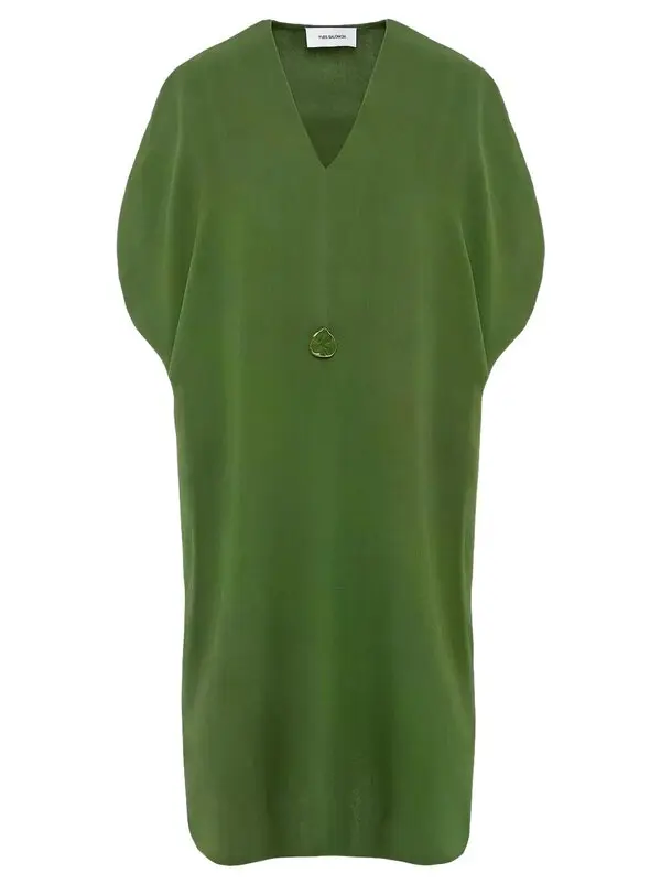 YVES SALOMON Draped Twist-front Midi Dress - Green