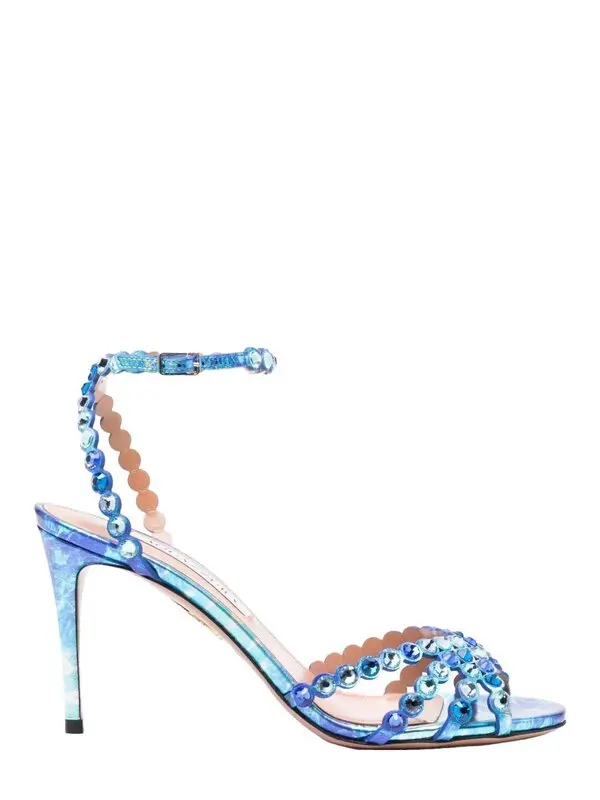 AQUAZZURA 85 Mm Tequila Crystal-embellished Stiletto Sandals - Blue