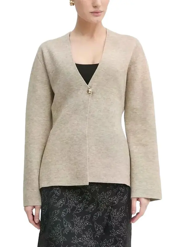 BRUUNS BAZAAR Single-button V-neck Cardigan - Neutrals