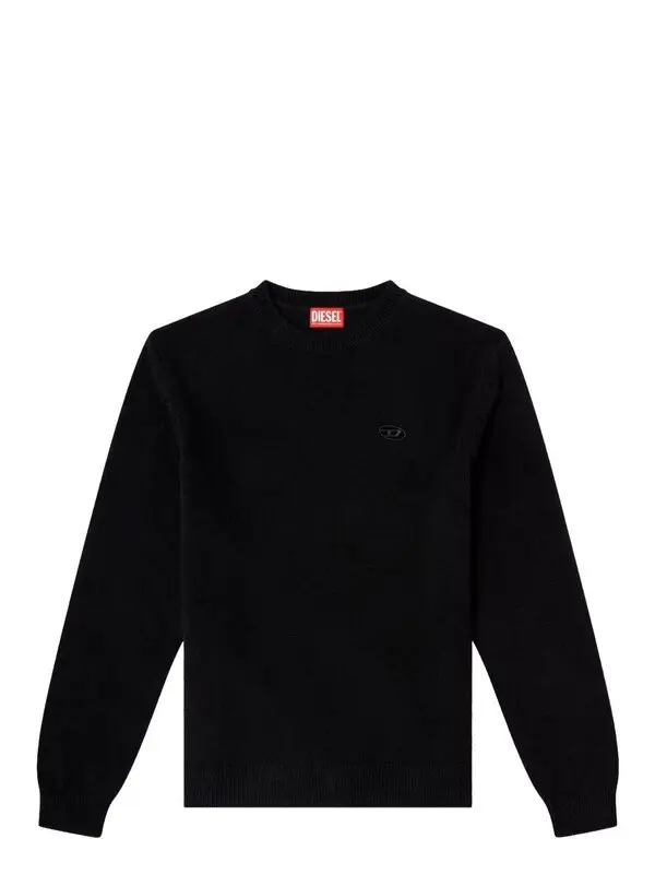 Diesel Embroidered Cutout Logo Crew-neck Sweater - Black