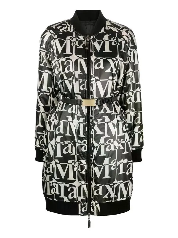 Max Mara Logo-print Belted Coat - Black