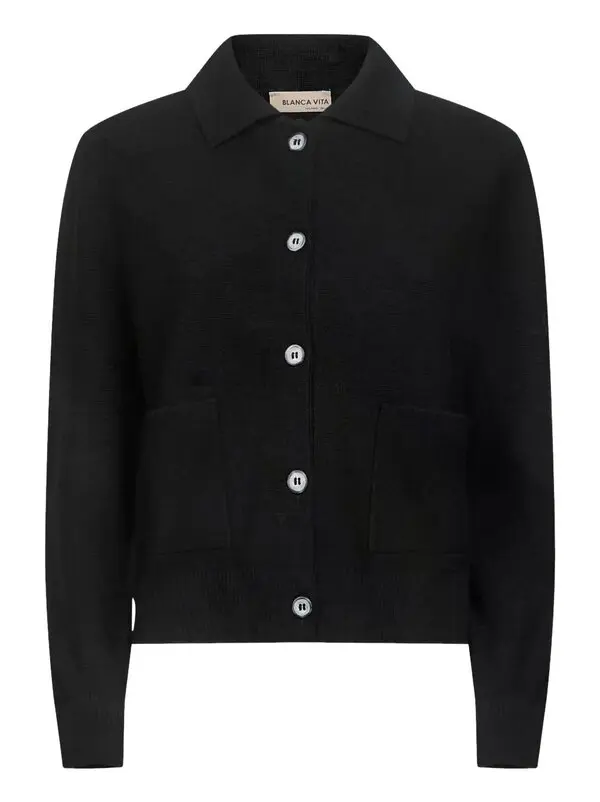 BLANCA VITA Patch-pocket Cardigan - Black