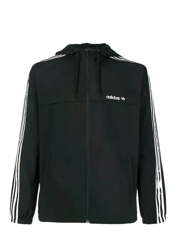 Adidas Originals Three Stripe Windbreaker Jacket - Black
