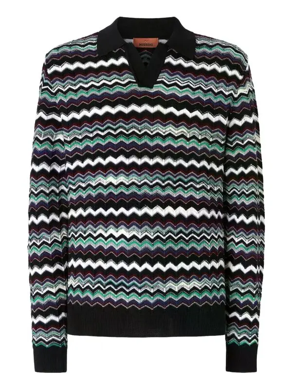Missoni Chevron-pattern Polo Shirt - Blue