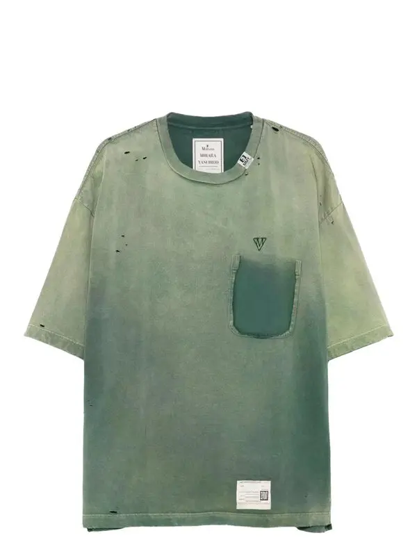 Mihara Yasuhiro Faded-effect Cotton T-shirt - Green