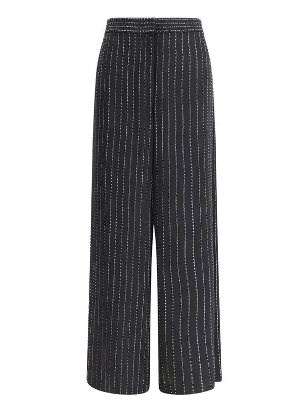 Giorgio Armani Sequin-embellished Pinstripe Trousers - Black