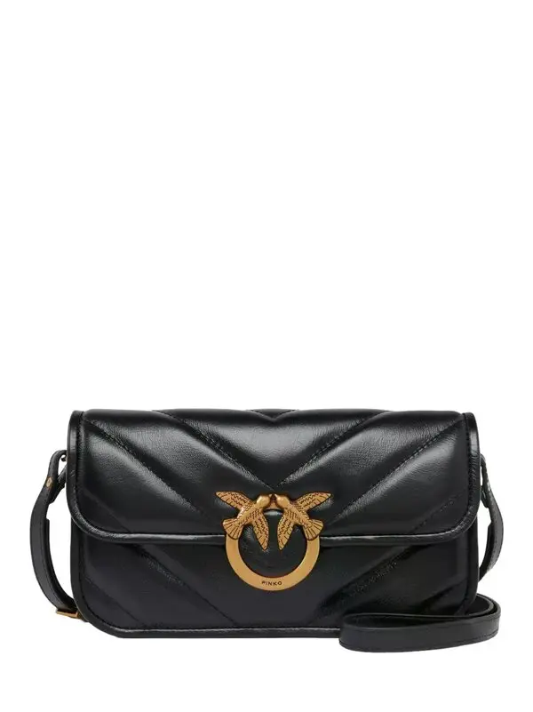 Pinko Love Bird Buckle Shoulder Bag - Black