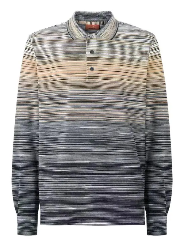 Missoni Striped Long-sleeve Polo Shirt - Grey