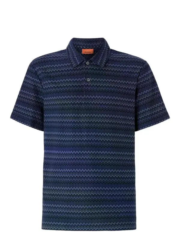 Missoni Chevron-pattern Polo Shirt - Blue