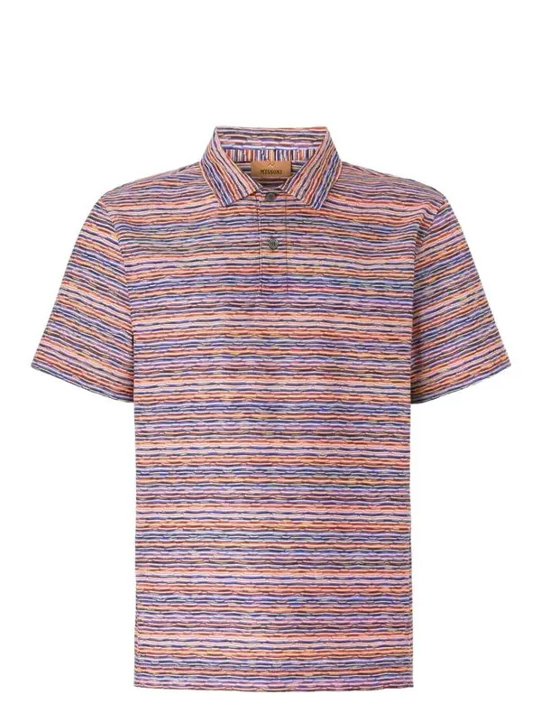 Missoni Striped Short-sleeve Polo Shirt - Pink