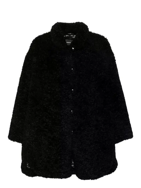 Emporio Armani Single-breasted Teddy Coat - Black