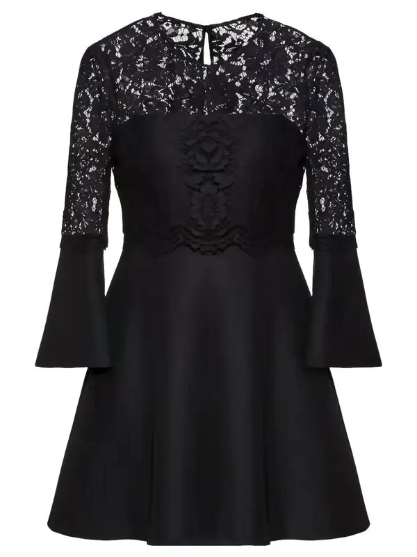 Valentino Garavani Lace-paneled Flared Dress - Black