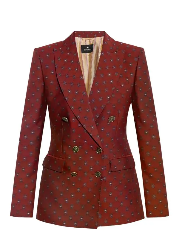 Etro Paisley-print Double-breasted Blazer - Red