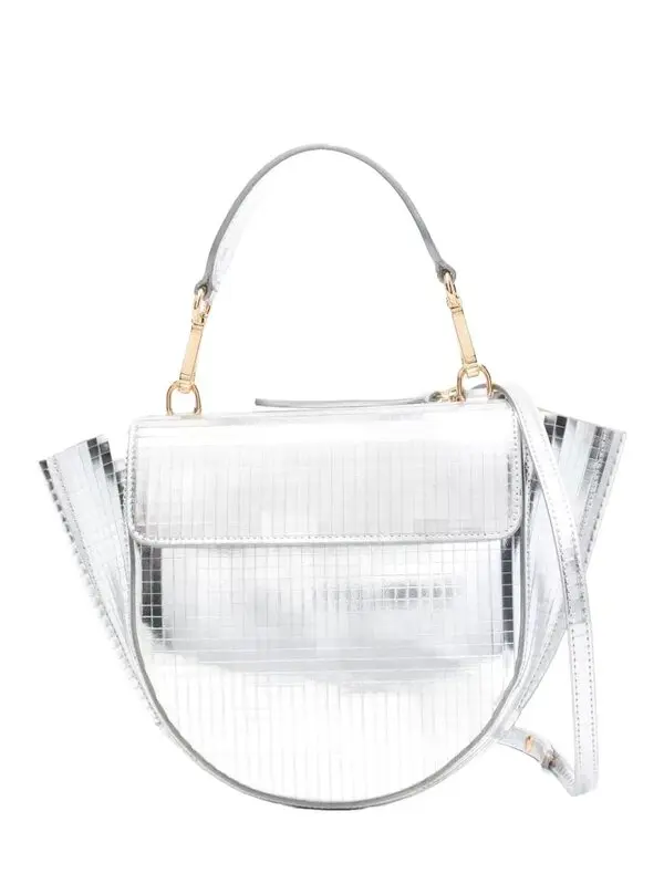 WANDLER Hortensia Grid-pattern Flap Tote Bag - Silver