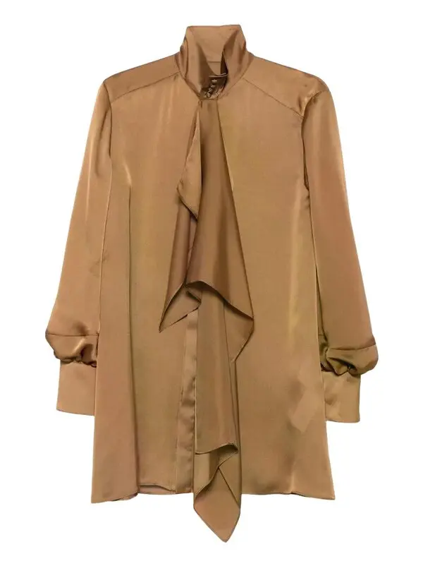Sacai High-neck Ruffled Shirt - Brown