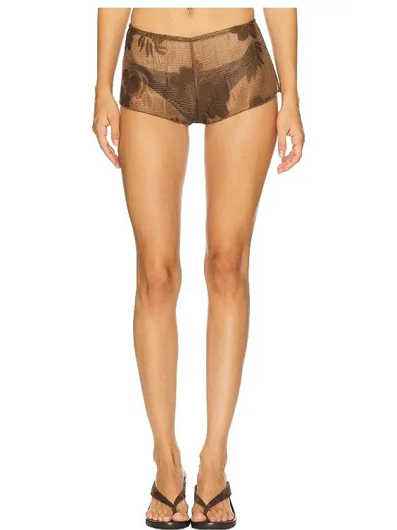 JADED LONDON Celina Sheer Mini Short - Brown