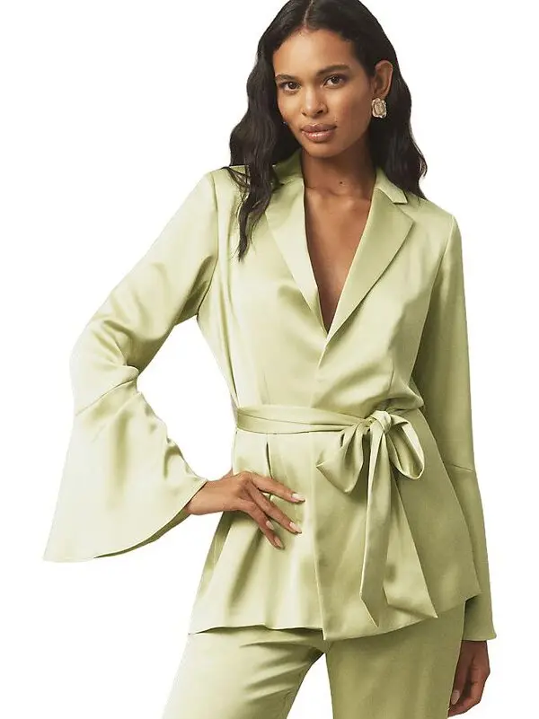 MARE MARE Long-sleeve Wrap Top - Olive Green
