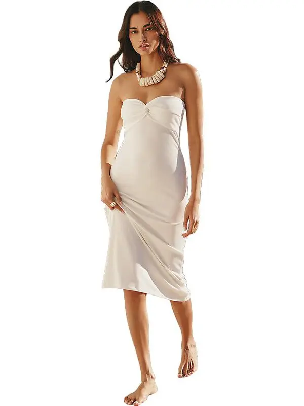 L*Space Lisette Strapless Twist-front Midi Dress - Cream