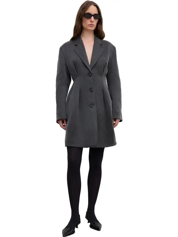 HOUSE OF DAGMAR Sculptural Twill Coat - Dark Grey