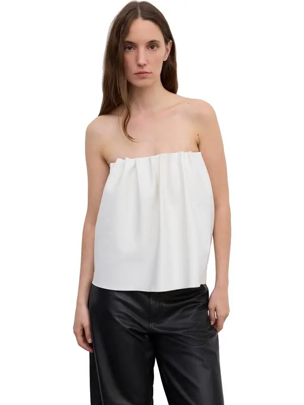 HOUSE OF DAGMAR Ruched Strapless Top - White