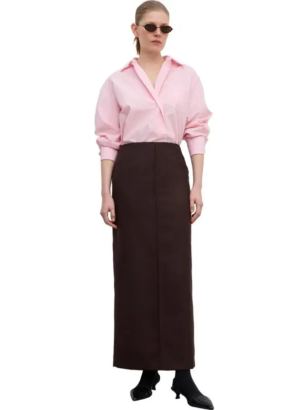 HOUSE OF DAGMAR Pencil Maxi Skirt - Chocolate Brown