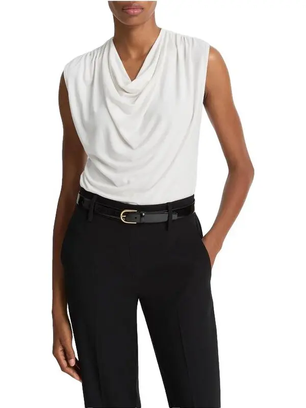 Vince Jersey Draped Cowl-neck Top - White
