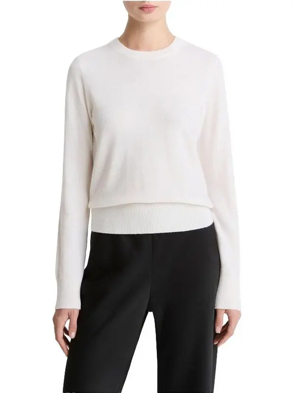 Vince Cashmere Crew Neck Sweater - White