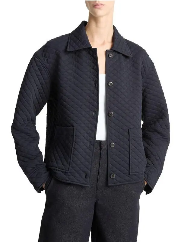 Vince Quilted Cotton-blend Collared Jacket - Black