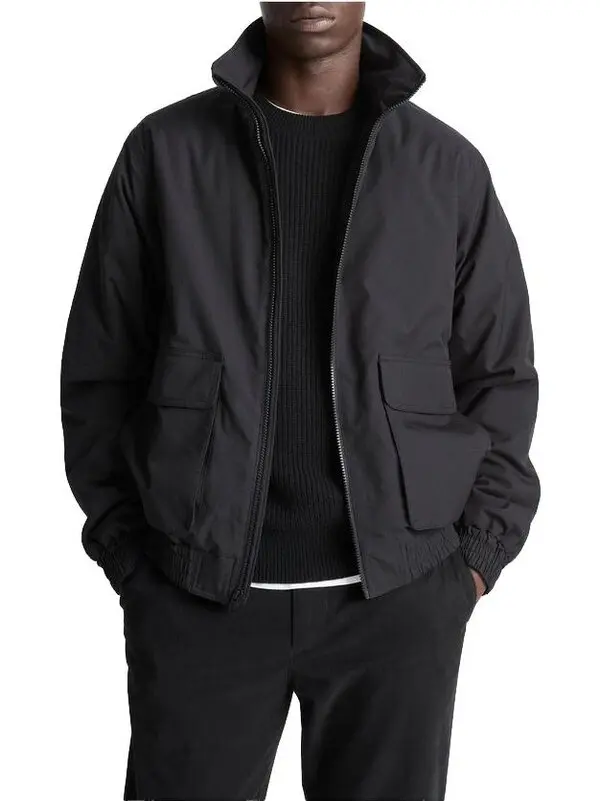 Vince Italian Cotton Ripstop Bomber Jacket - Black