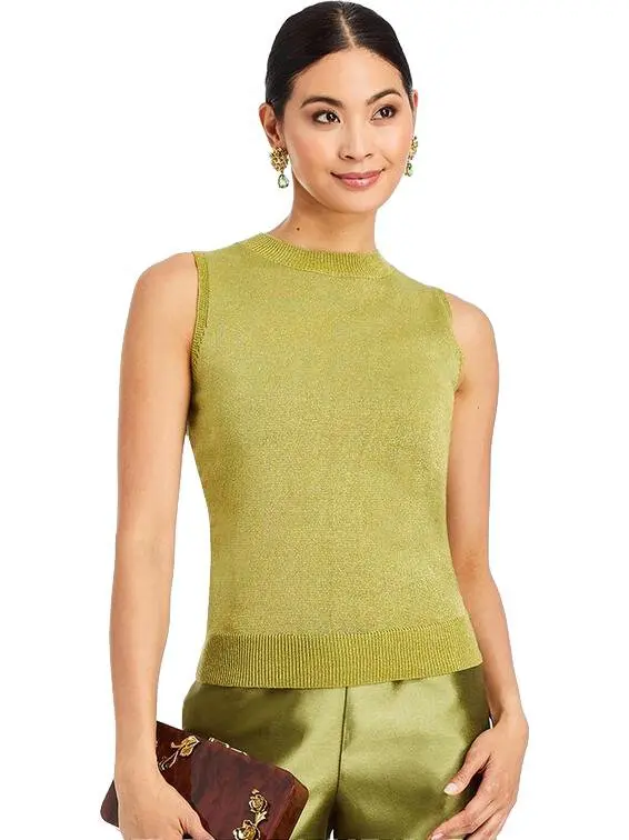 Mestiza New York Metallic Knit Shell Top - Green
