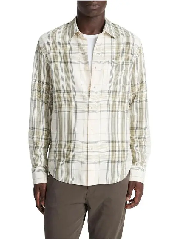 Vince Dunluce Plaid Cotton-blend Shirt - Green