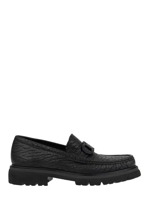 FERRAGAMO Gancini Ornament Loafer - Black