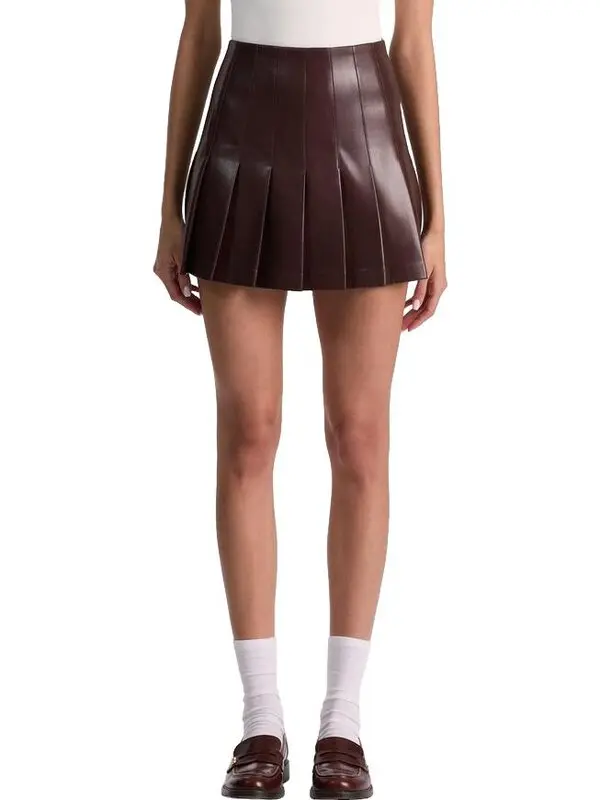 Alice + Olivia Carter Vegan Mini Skirt - Brown / Pink / Yellow