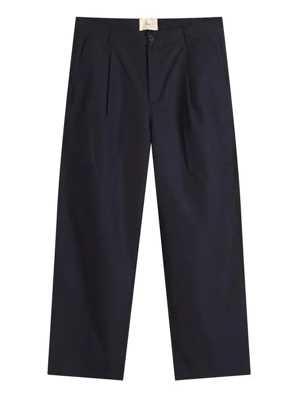 Folk Wide Fit Trouser - Navy Tech Slub