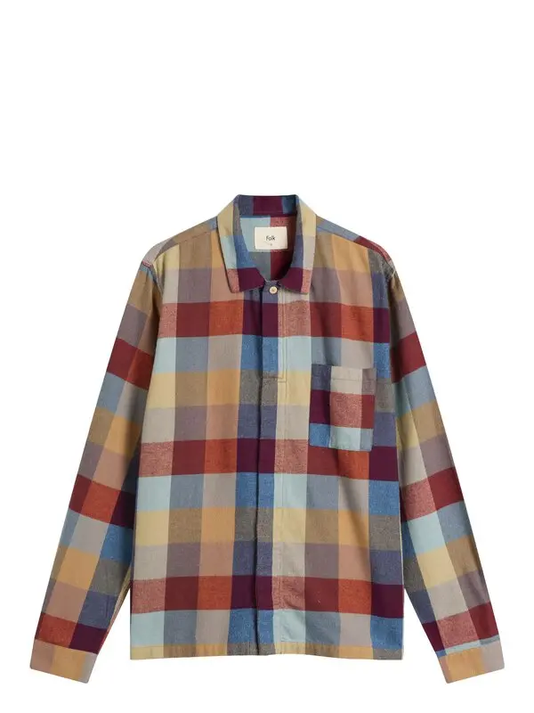 Folk Patch Shirt - Crimson Blue Mix