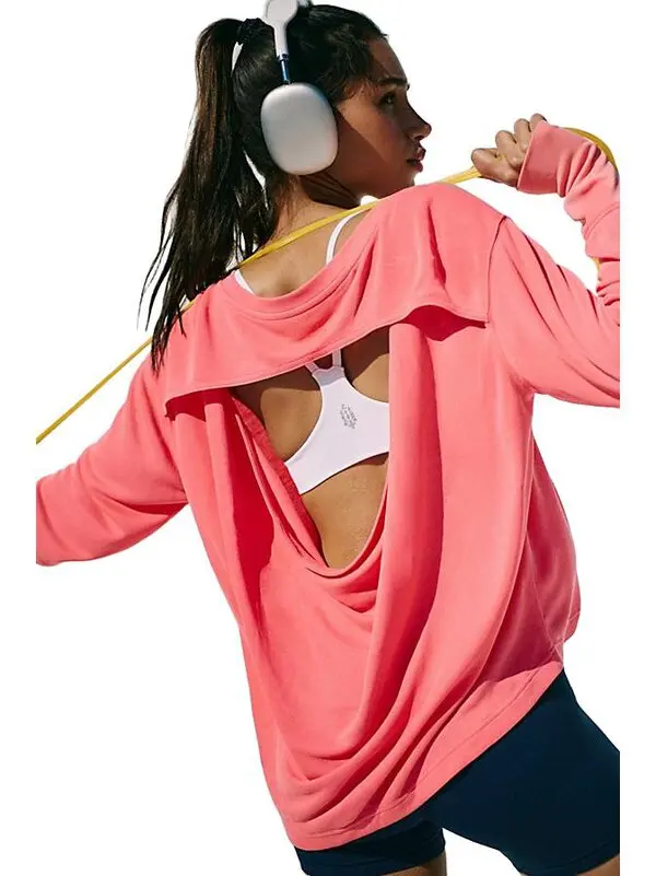 Free People Pass It On Layer Top - Neon Coral