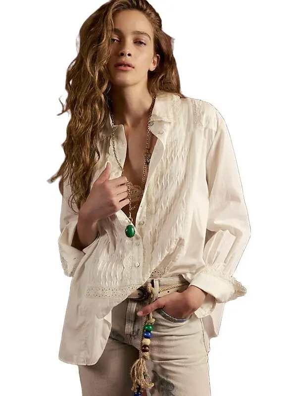 Free People Harriet Pintuck Tunic - Clean Ivory