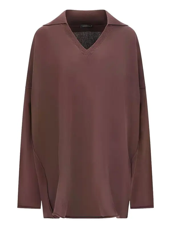 CANESSA V-neck Long-sleeve T-shirt - Brown