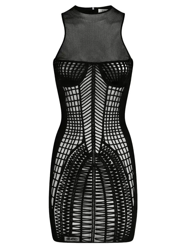 Attico Mesh Mini Dress - Black