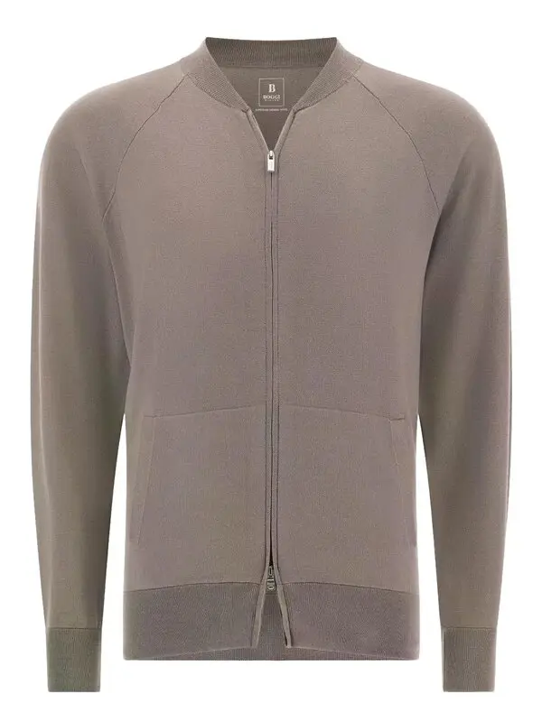 Boggi Milano Bomber-collar Zip-front Sweater - Grey