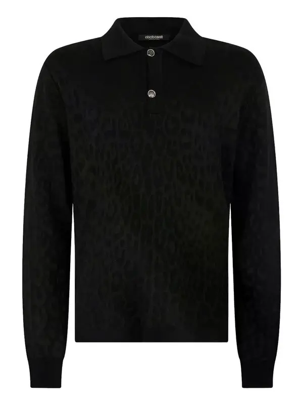 Roberto Cavalli Leopard-print Polo Shirt - Black
